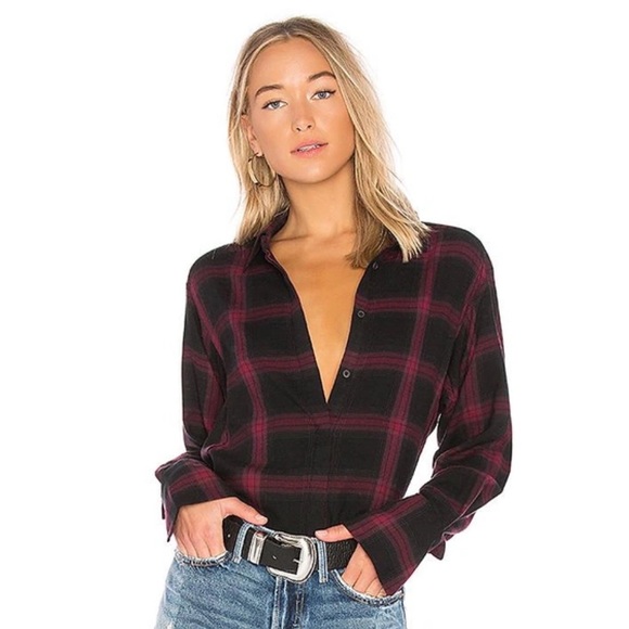 PAIGE | Tops | Paige Clemence Plaid Flannel Shirt True Black And Dark ...